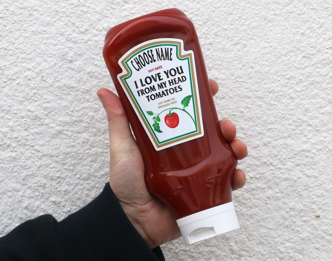 Personalised Tomato Ketchup Sauce Tommy K Label for 700g Bottle Vinyl ...