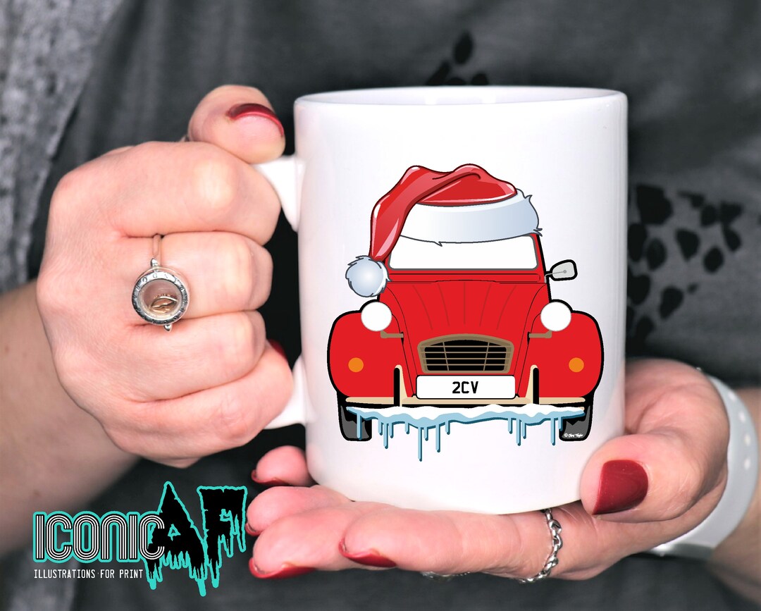 Iconicaf Licensed Retro French 2CV Dolly Santa Hat Christmas Car Art ...