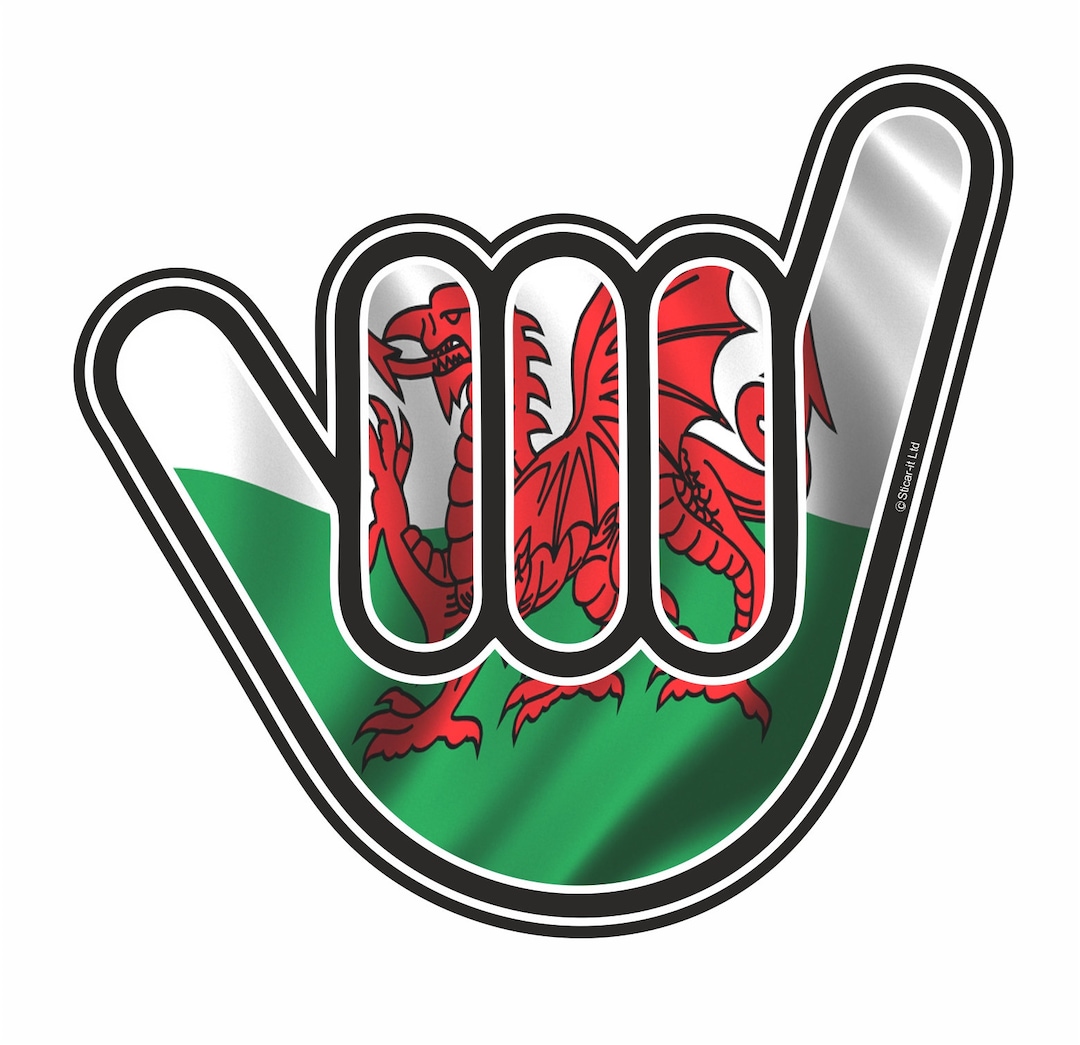 Licensed No Worries Hand With Welsh Wales CYMRU CYM Flag Surf Surfing ...