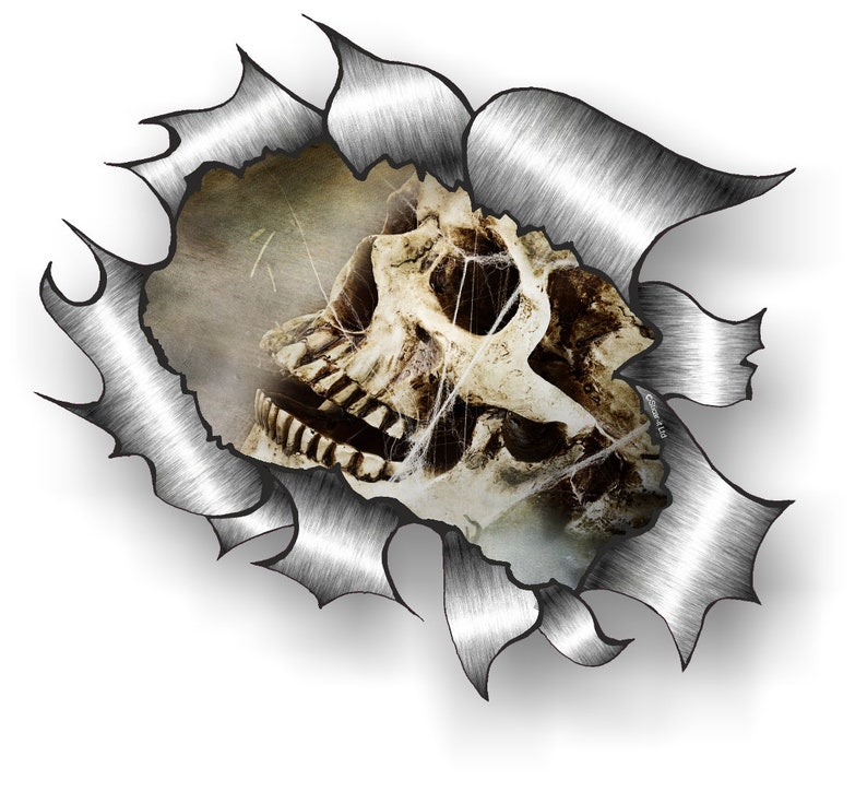 Licensed Ripped Torn Metal Rip Design With Real Gothic Skull & - Etsy