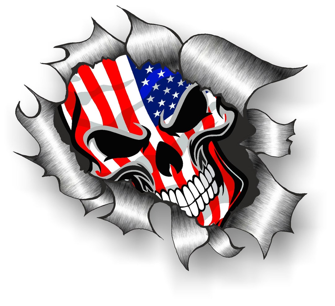 Licensed Ripped Torn Metal Rip Design With American Stars & Stripes ...