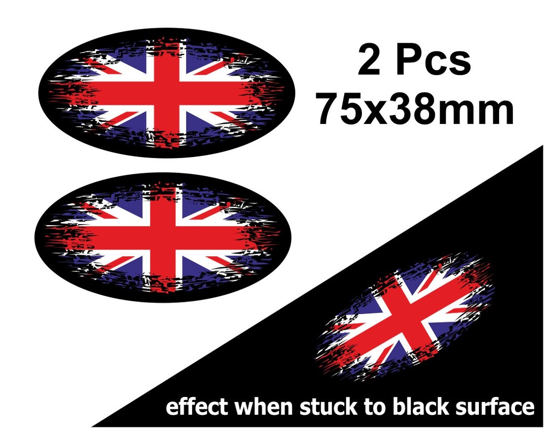 Small Pair Fade to Black Oval Design With Union Jack UJ British Flag ...