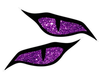 Pair of Evil Eyes Eye Design With Green Iris for Motorcycle Helmet ...