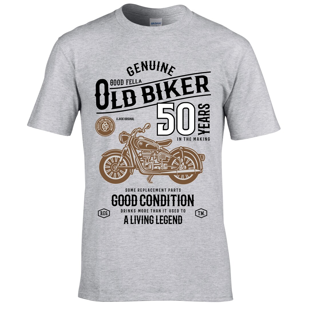 Premium Funny 50 Year Old Biker Retro Style Classic Motorbike Motif for ...
