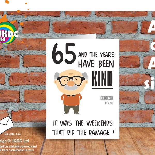 Funny 65th Birthday Card - Etsy UK