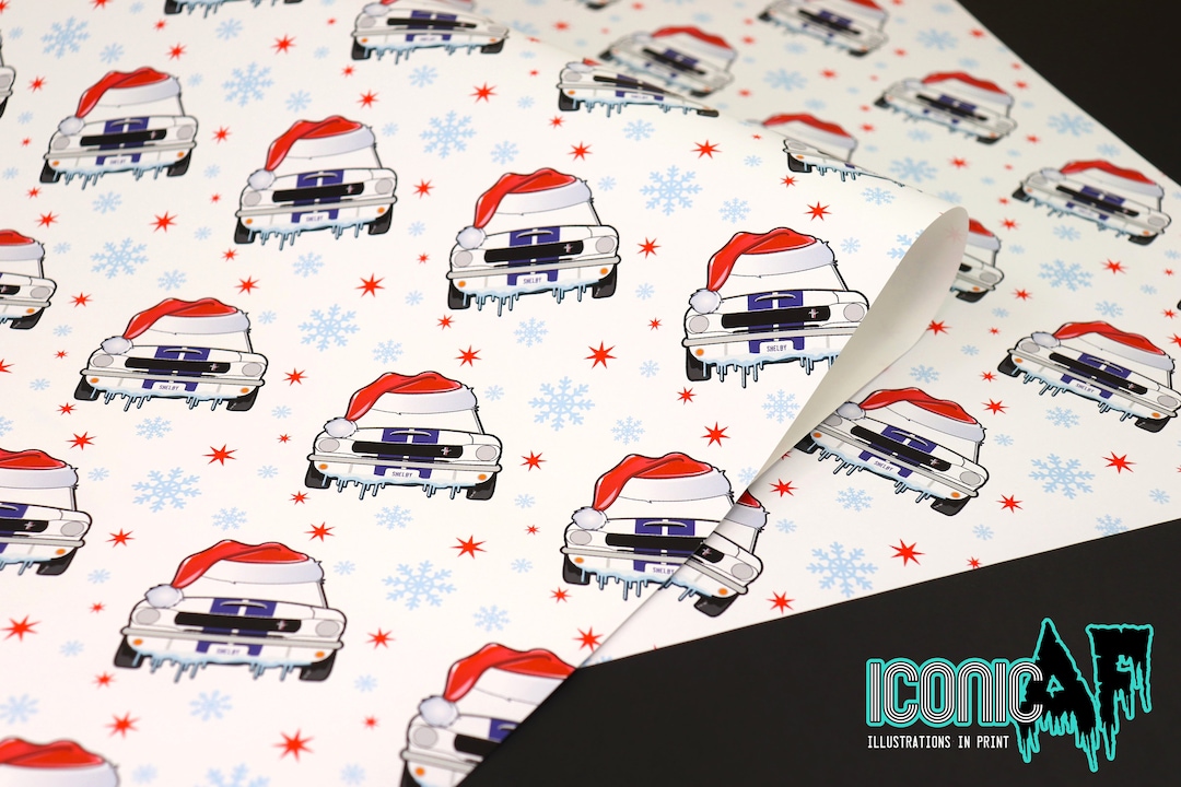 Unique Licensed Iconic AF American Shelby Mustang & Santa Hat Car Art ...