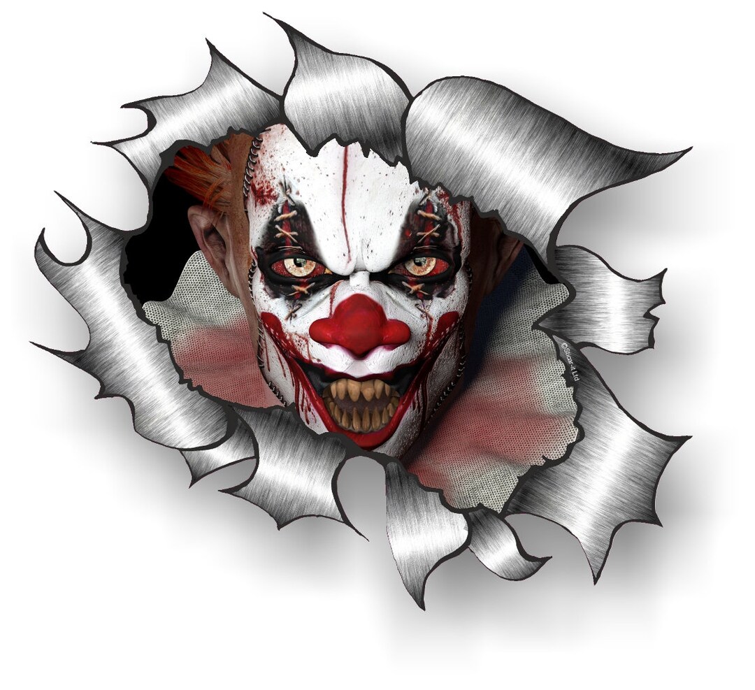 Licensed Ripped Torn Metal Rip Design With Evil Clown Horror Movie ...
