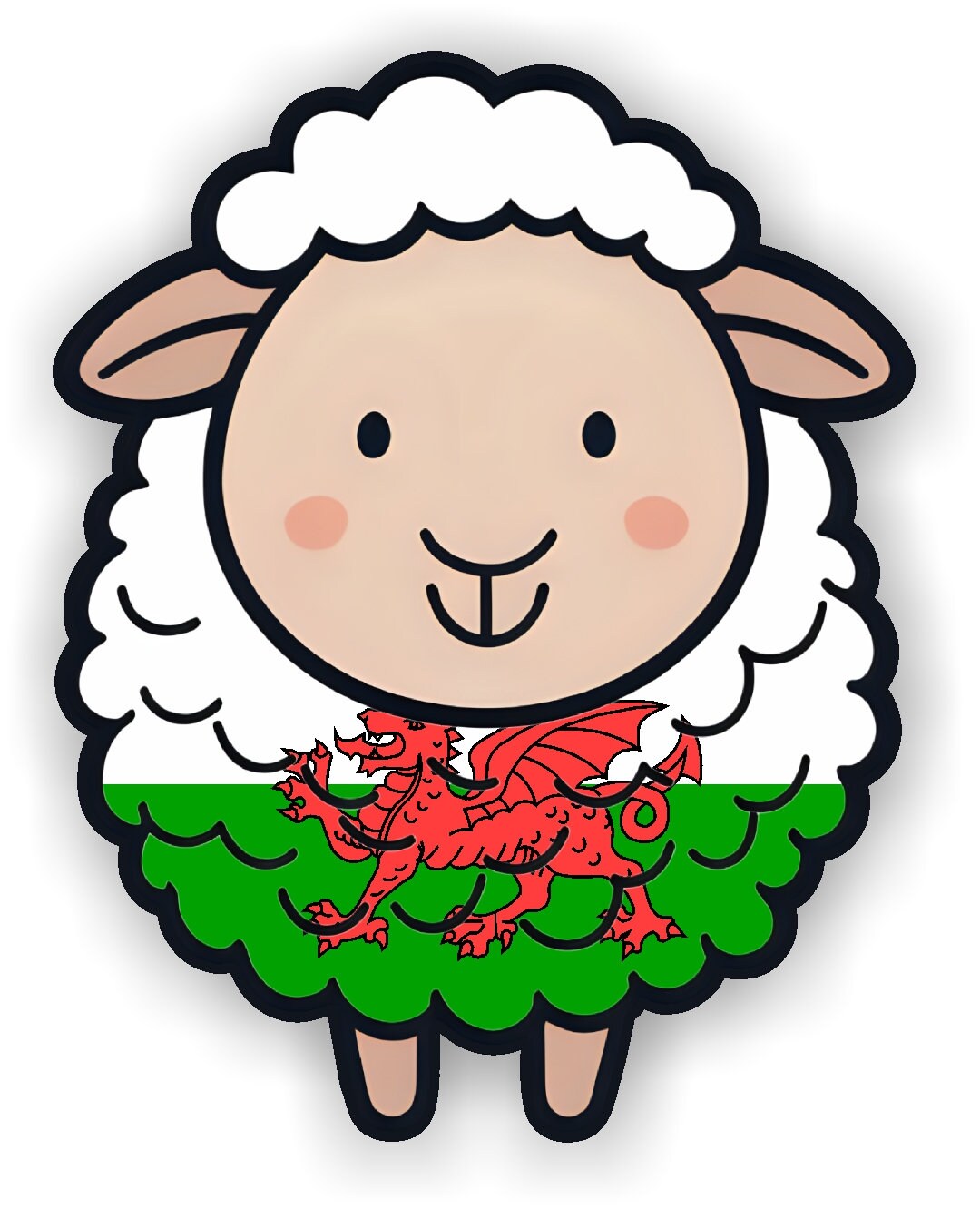 Funny Cute Sheep Lamb With Welsh Dragon Wales CYMRU Flag Vinyl Car Van ...