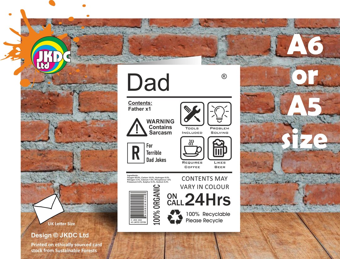 Funny Joke Dad Care Label Package Instructions Advice Icons - Etsy