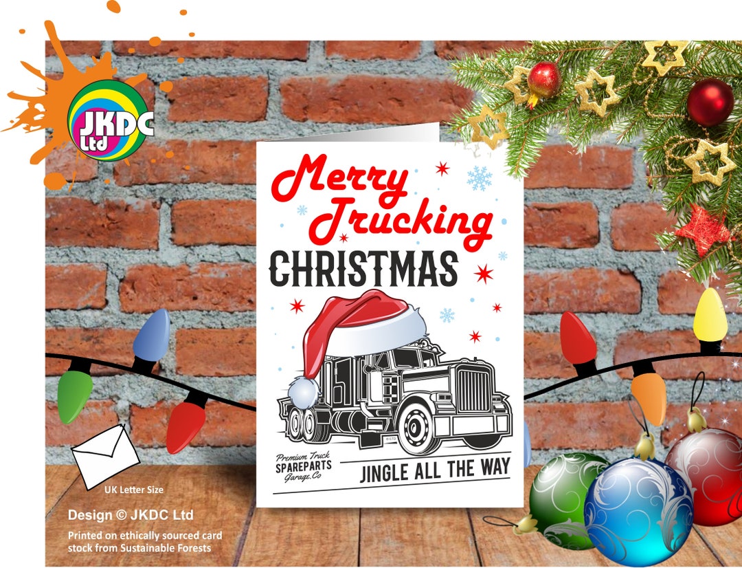 Funny Merry Trucking Christmas Novelty Jingle All the Way Xmas Greeting ...