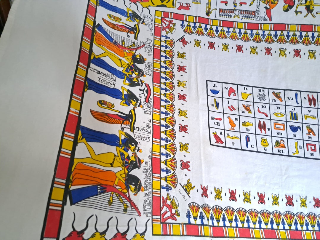 Vintage Egyptian Tablecloth Nefer Ra Egipt Symbol Home - Etsy