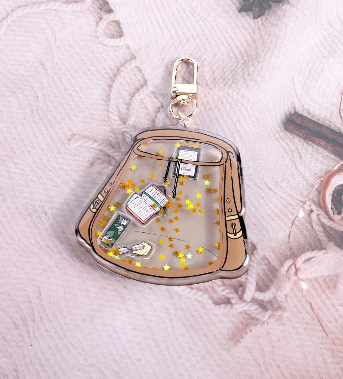 What's in My Bag Shaker Charm Bookworm Keychain Academia Aesthetic ...
