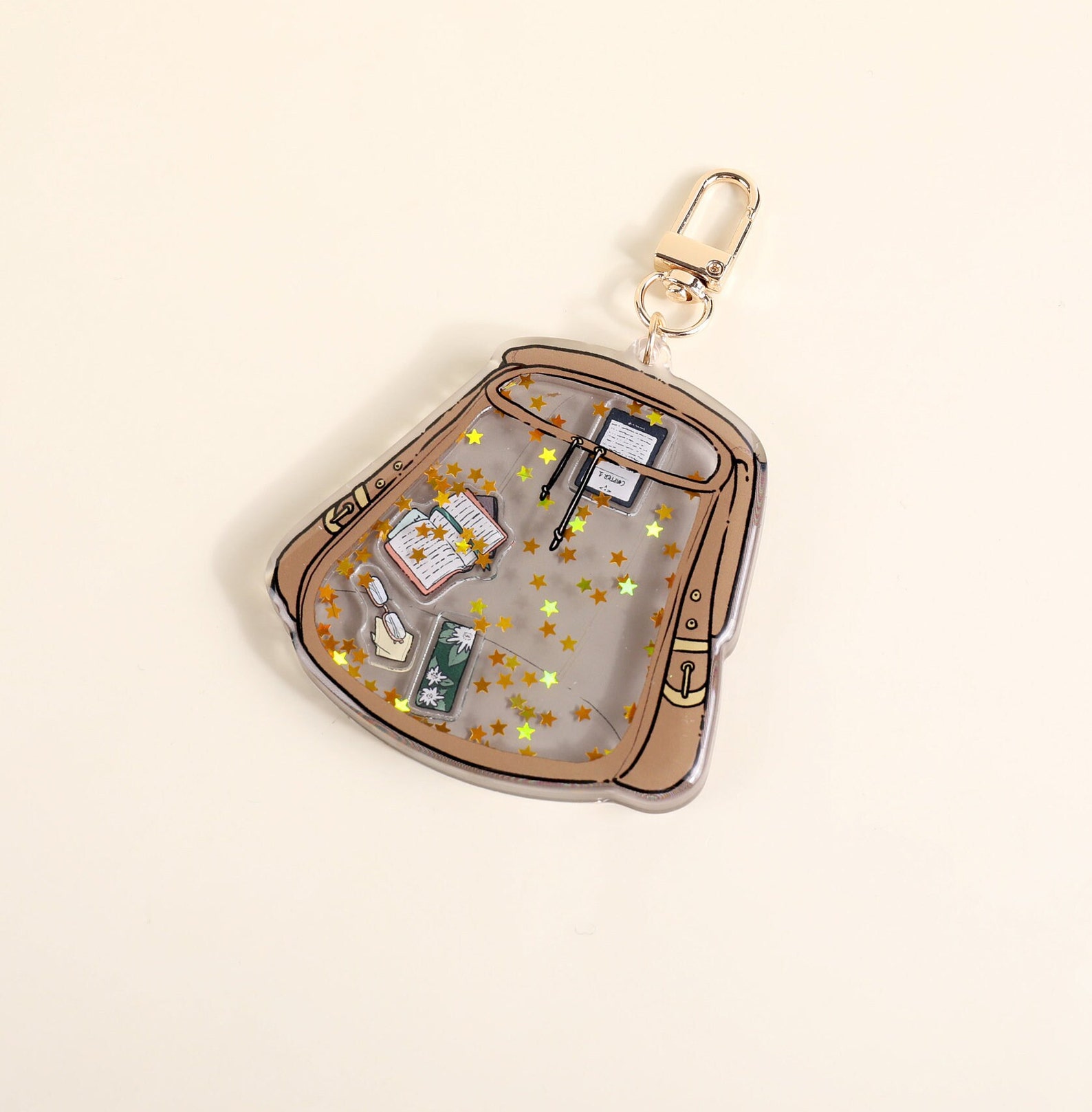 What's in My Bag Shaker Charm Bookworm Keychain Academia Aesthetic ...