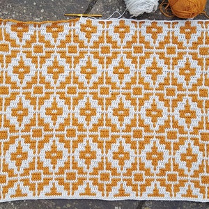 Mosaic Crochet PATTERN Fool's Gold Throw, Blanket, Afghan. Original ...