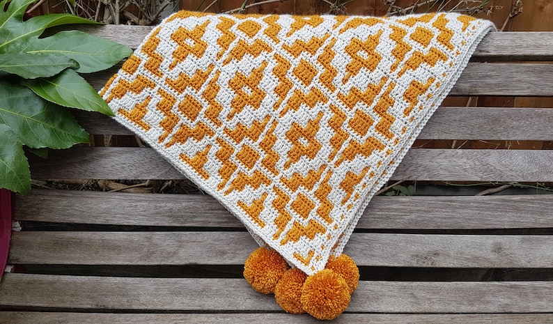 Mosaic Crochet PATTERN Fool's Gold Throw Blanket Afghan. | Etsy