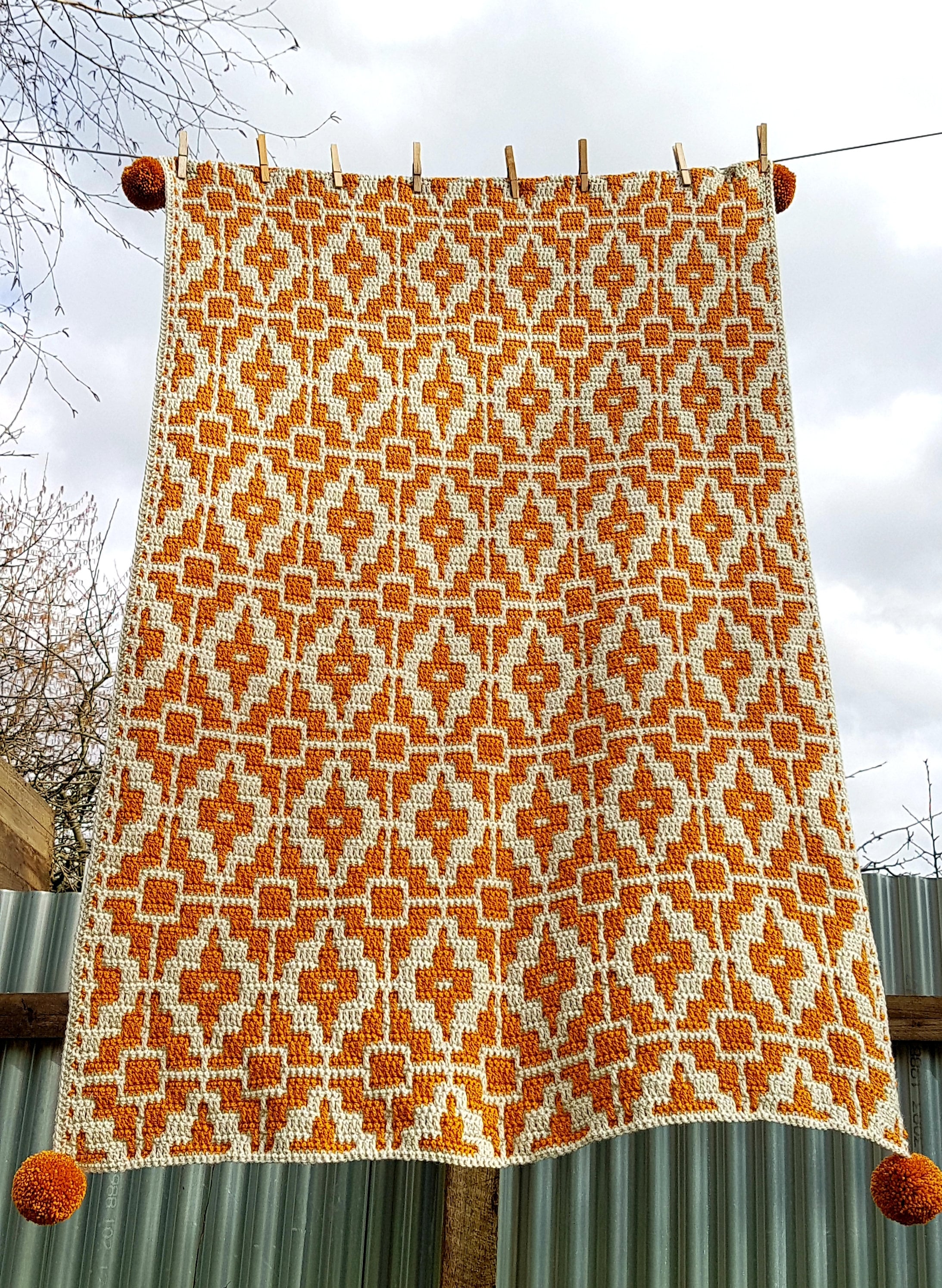 Mosaic Crochet PATTERN Fool's Gold Throw, Blanket, Afghan. Original ...