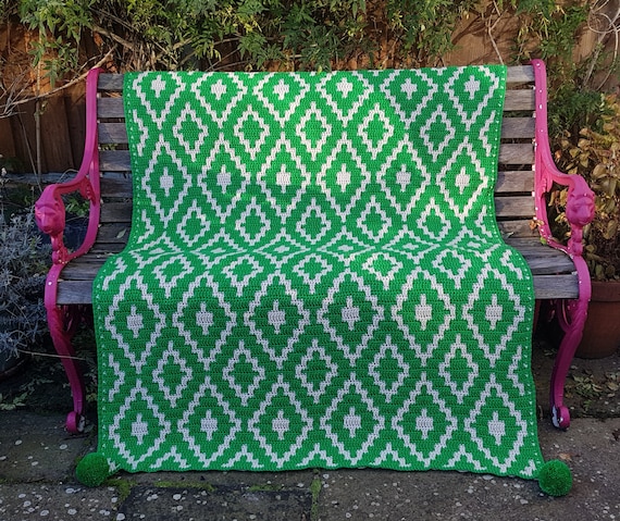 Mosaic Crochet PATTERN Pea Souper Throw Blanket Afghan. | Etsy
