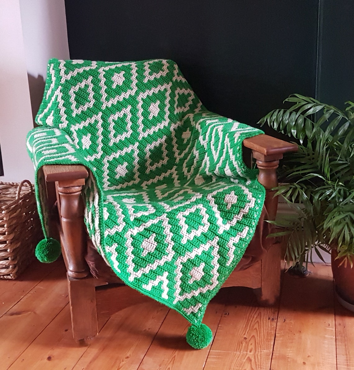 Mosaic Crochet PATTERN Pea Souper Throw Blanket Afghan. | Etsy