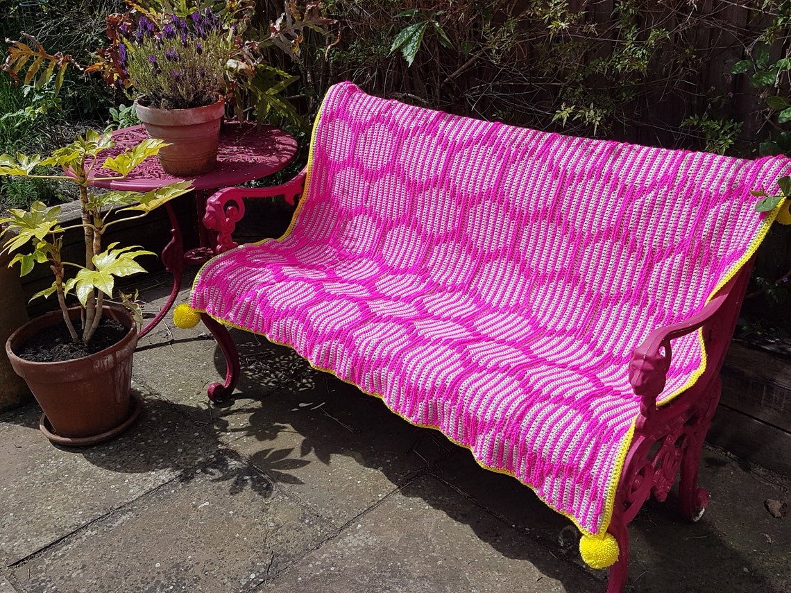 Crochet PATTERN Neon Fizz Throw Mosaic Crochet Blanket - Etsy Canada