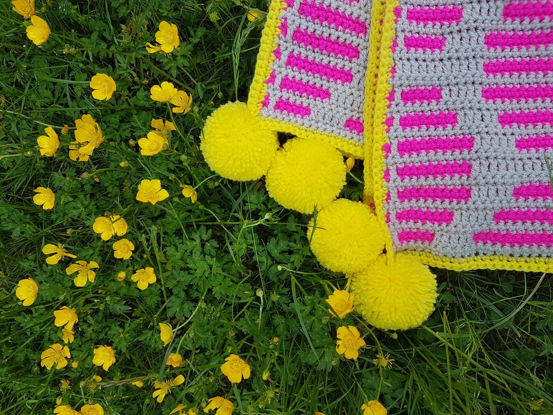 Crochet PATTERN Neon Fizz Throw Mosaic Crochet Blanket - Etsy Canada