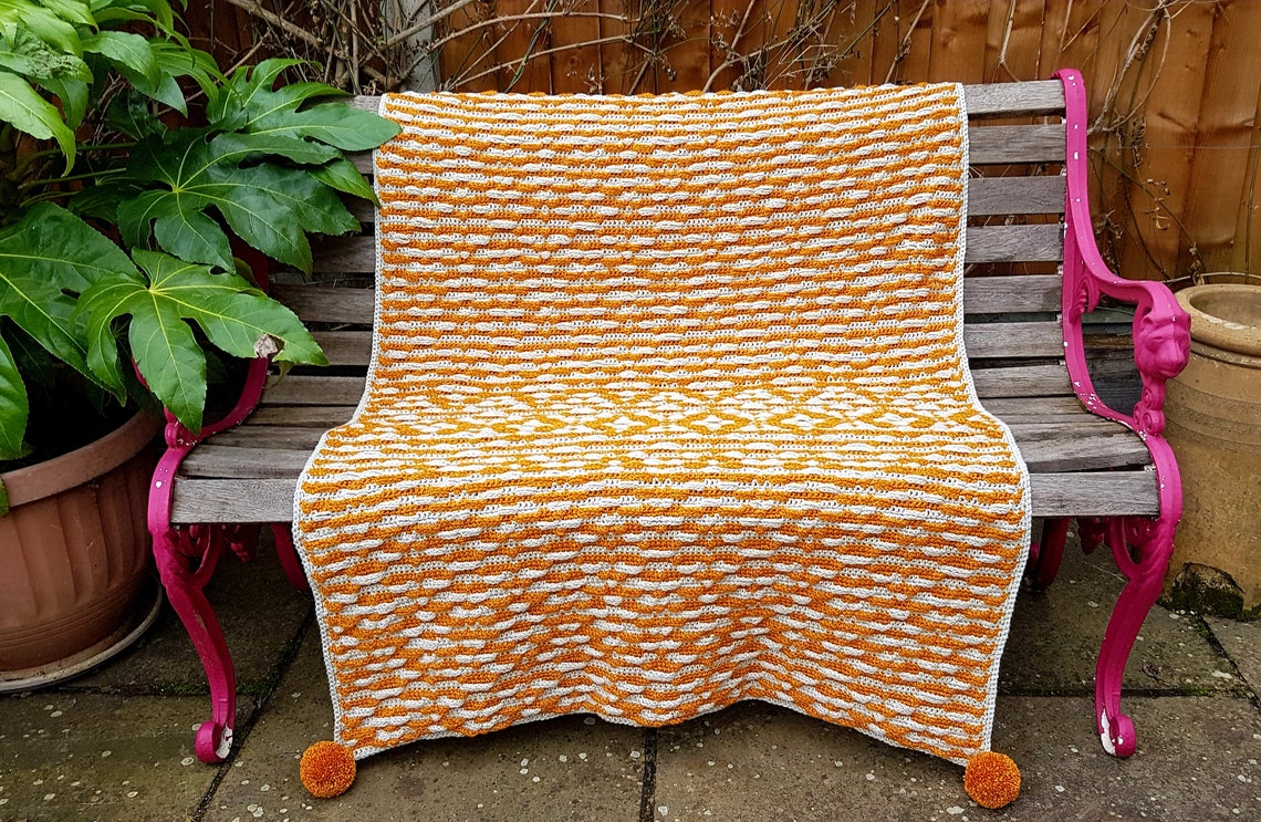 Mosaic Crochet PATTERN Fool's Gold Throw Blanket Afghan. | Etsy