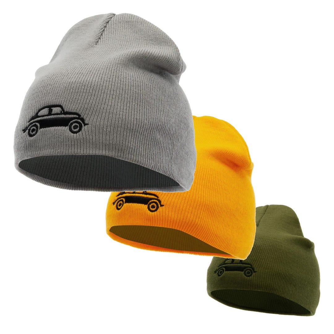Classic VW Beetle Embroidered 8 Inch Knitted Short Beanie - Etsy