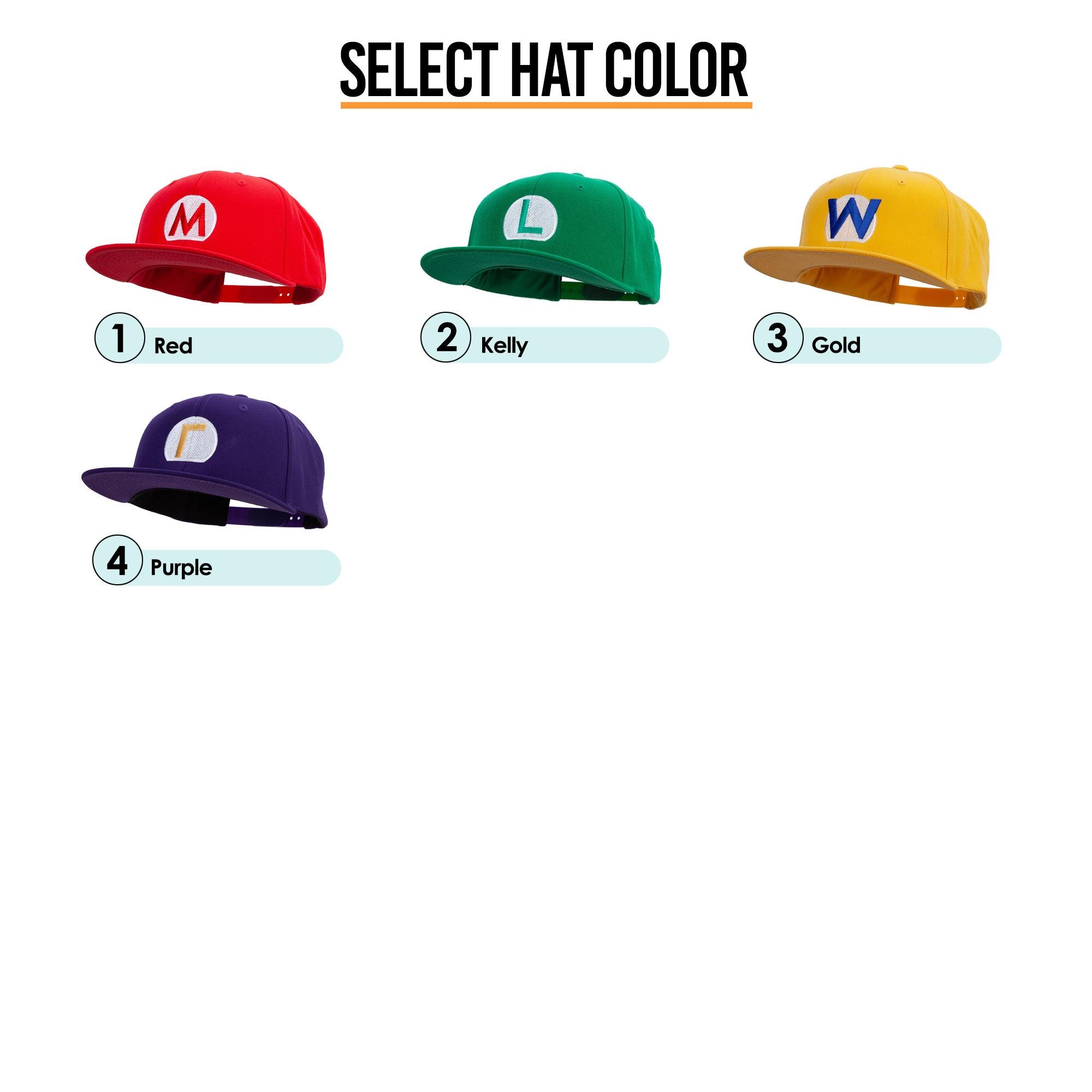 Mario Luigi Wario Waluigi Symbol Embroidered 6 Panel High Profile ...