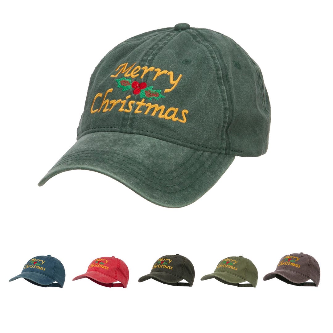 Merry Christmas Mistletoe Embroidered Washed Dyed Cap - Etsy