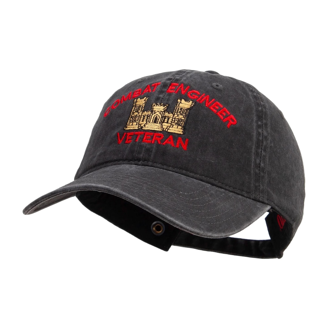 Combat Engineer Veteran Embroidered Washed Solid Pigment Dyed Cotton ...