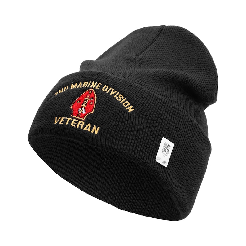 2nd Marine Division Veteran Logo Embroidered 12 Inch Solid Knit Cuff ...