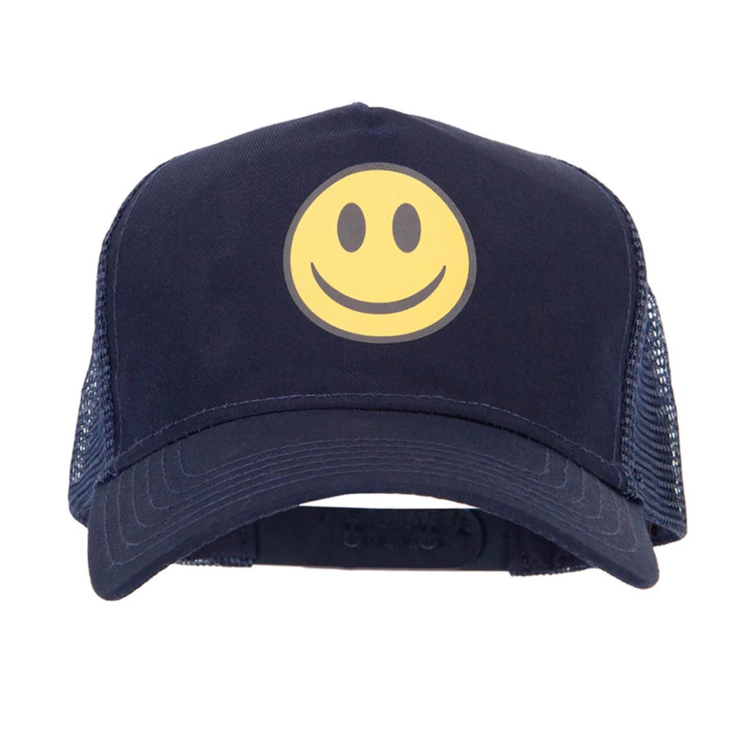 Smile Face Logo Heat Transfer Solid Cotton Twill 5 Panel Mesh Cap - Etsy