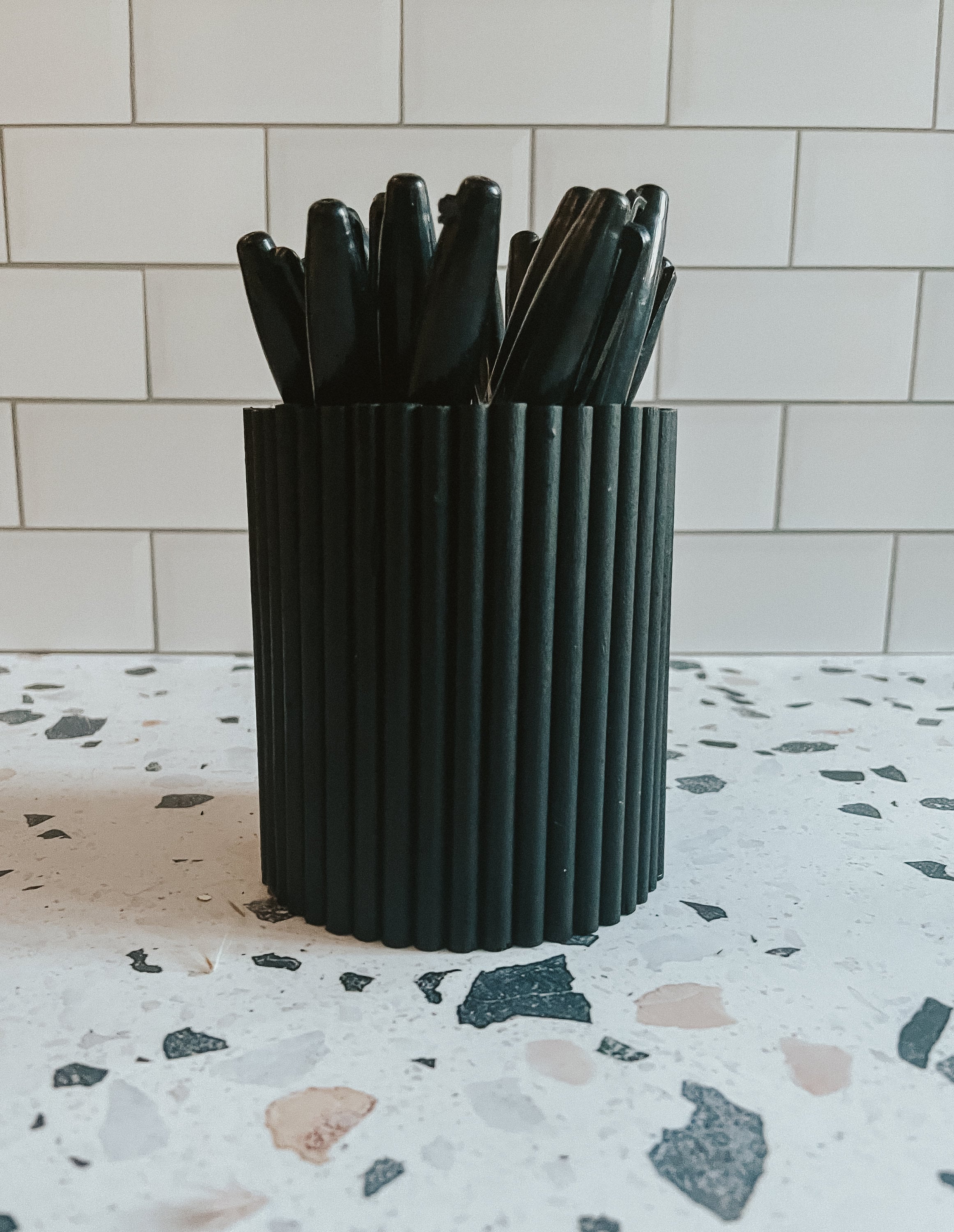 Bamboo Pencil Holder - Black or Natural - Etsy