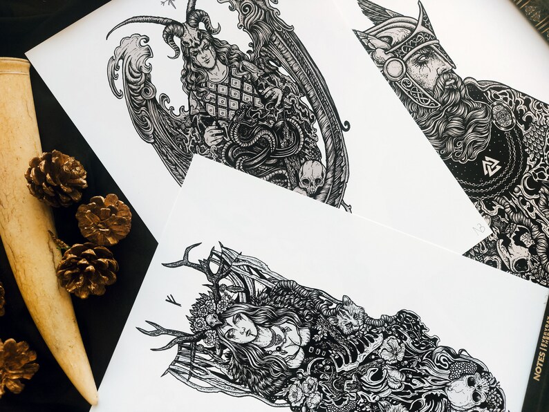 Loki Hand Signed Print Norse Mythology - Etsy