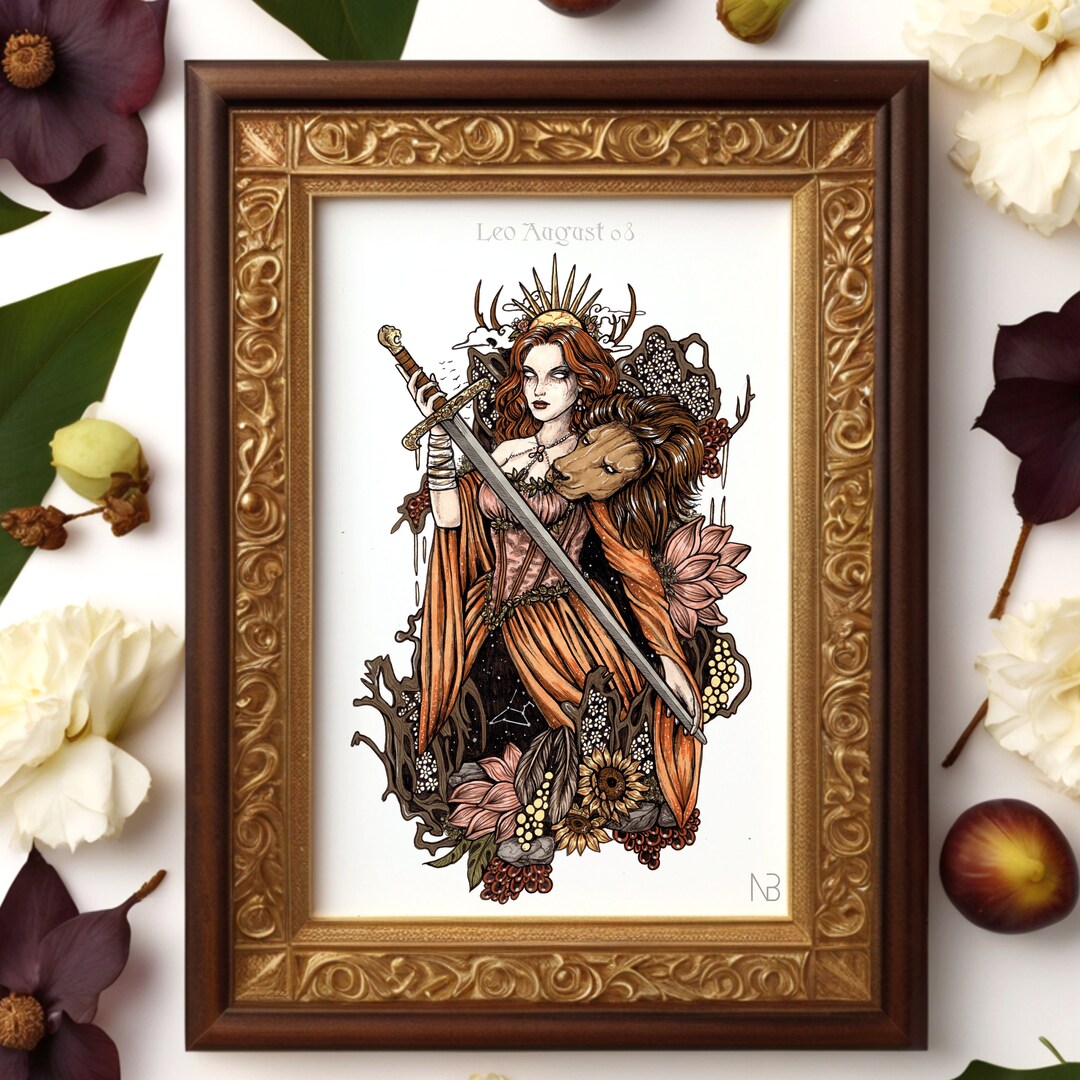 Leo | Custom Zodiac Sign Art Print | Personalized Gift - Etsy