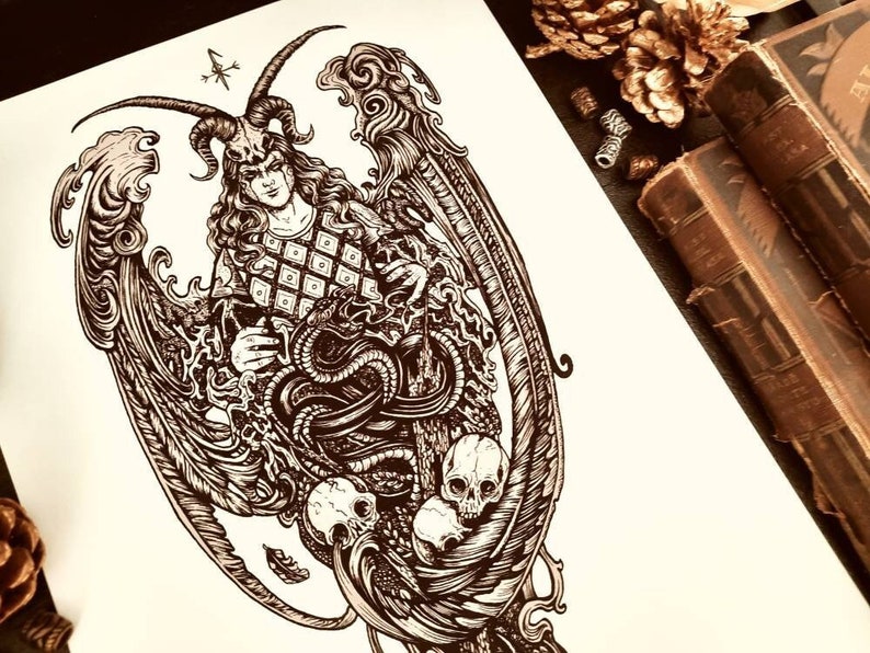 Loki Hand Signed Print Norse Mythology - Etsy