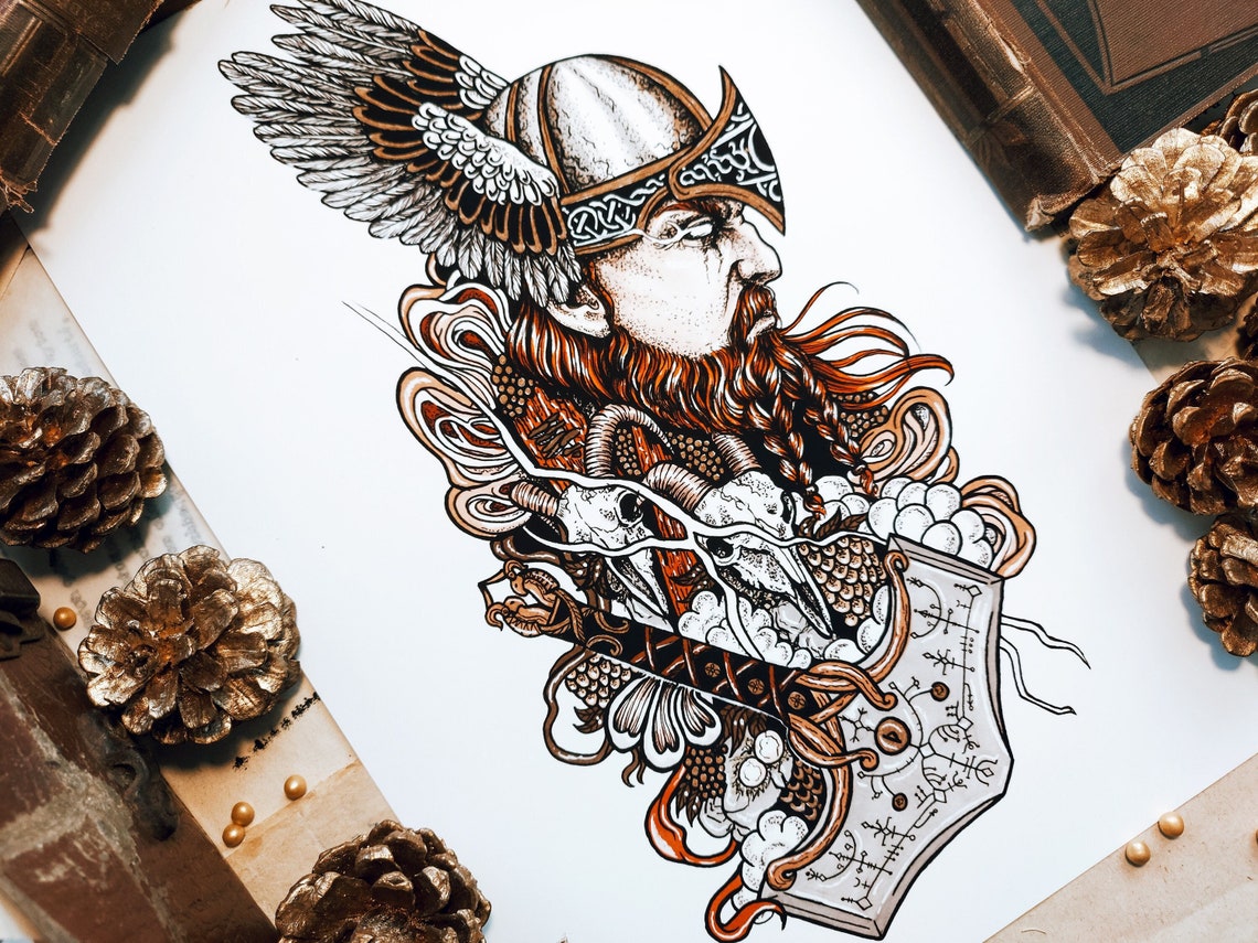 Thor Hand Signed Print Norse Mythology - Etsy