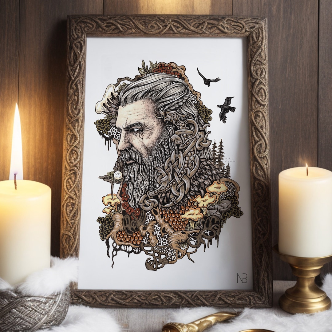 Odin Hand Signed Print Norse Mythology Gift - Etsy