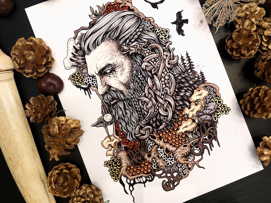 Odin Hand Signed Print Norse Mythology - Etsy