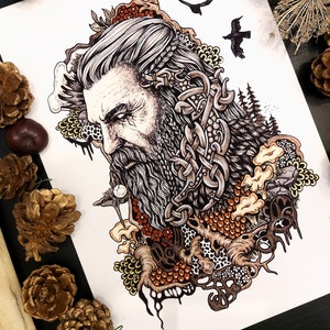 Odin Hand Signed Print Norse Mythology - Etsy