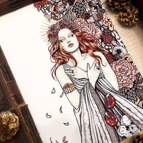 Persephone Art Print Fantasy Wall Decor Hades and - Etsy