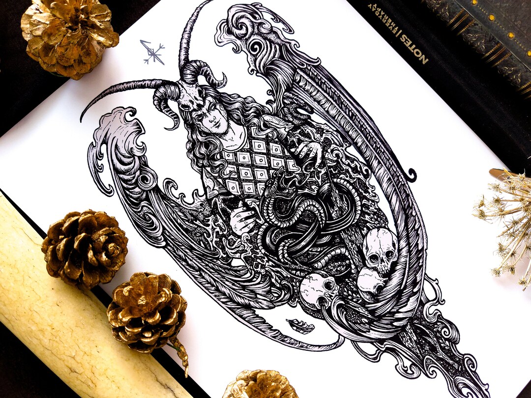 Loki Hand Signed Print Norse Mythology - Etsy