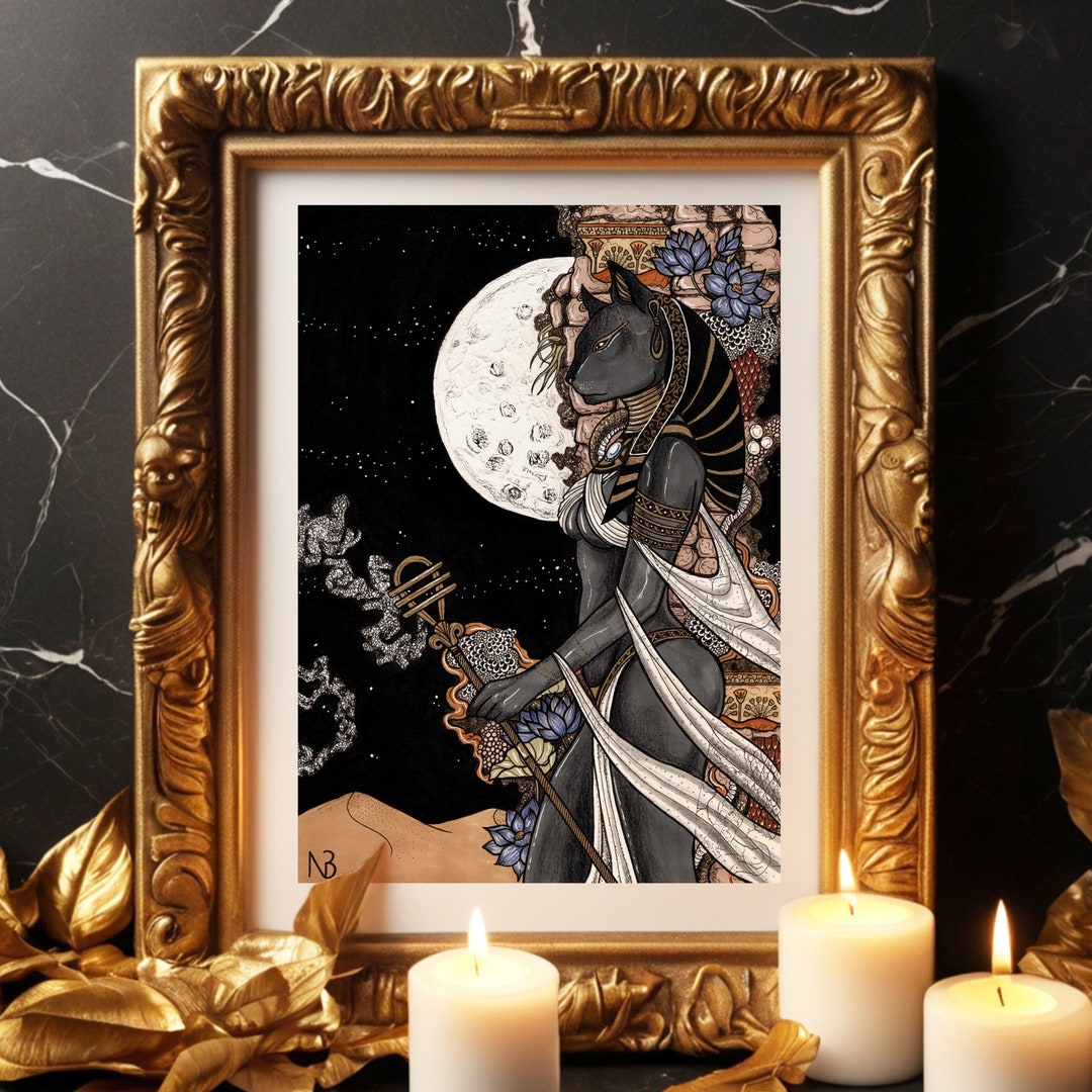 Bastet Art Print | Egyptian Mythology - Etsy