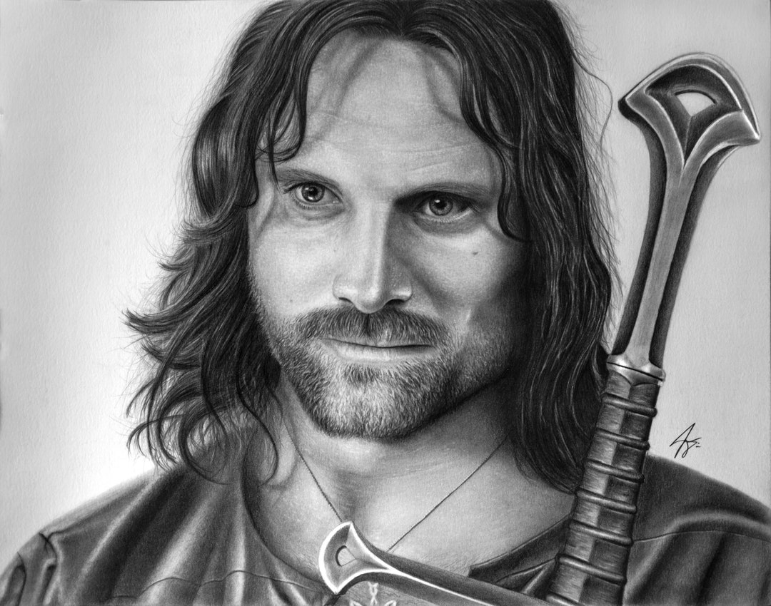 Aragorn/strider/viggo Mortensen - Graphite Pencil Drawing (PRINT) - Etsy
