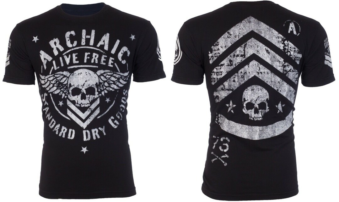 ARCHAIC by Afflictionstrong Crest Black White Regular Fit Men T-shirt S ...