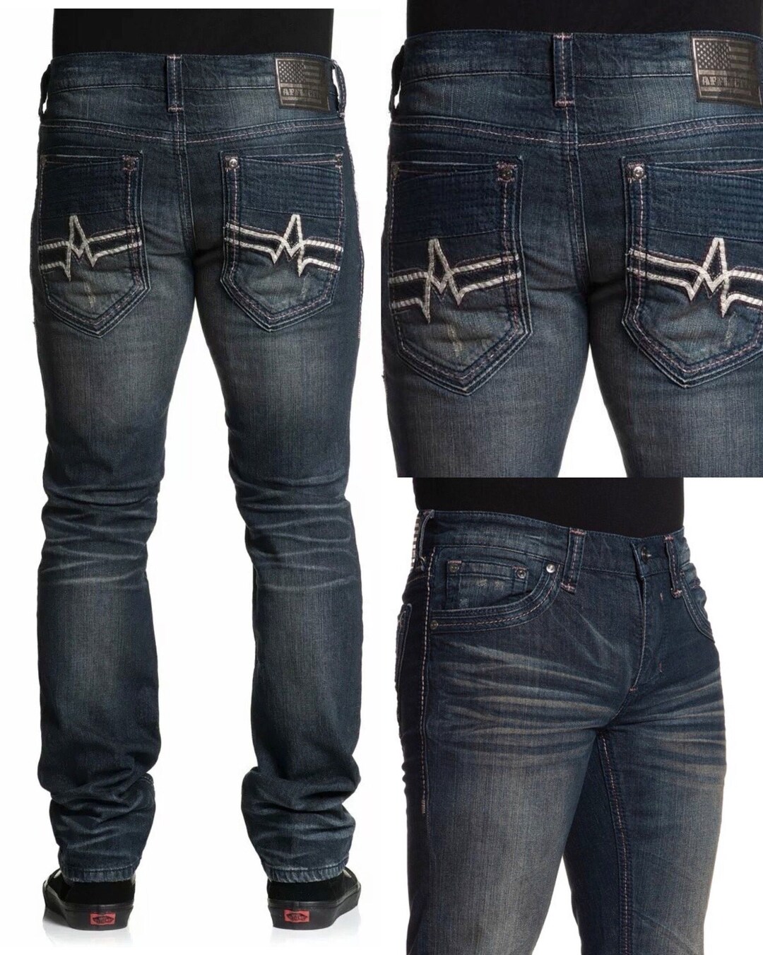 Affliction Men's Denim Jeans GAGE APEX HODGRD Embroidered - Etsy