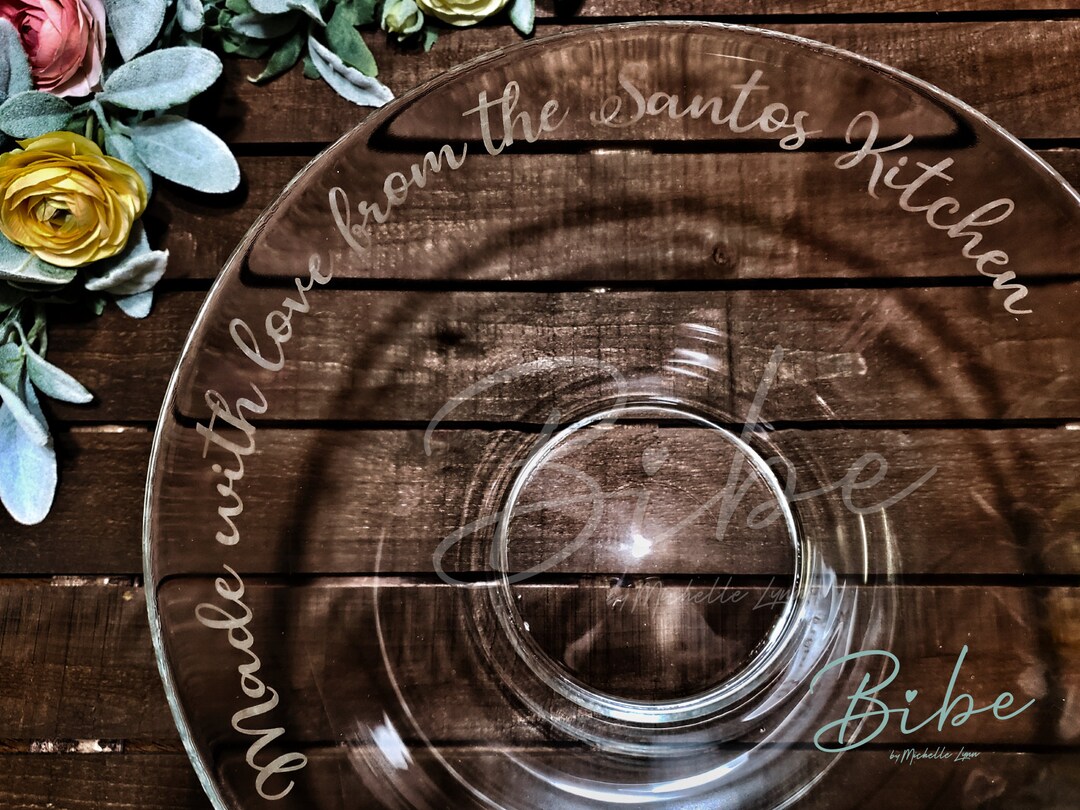 Custom Etched Glass Family Name Bowl, Made With Love From My Kitchen ...