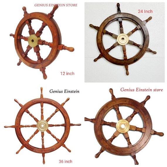 Home Decorative Nautical Ship Wheel Wooden Brass Pirate Boat | Etsy