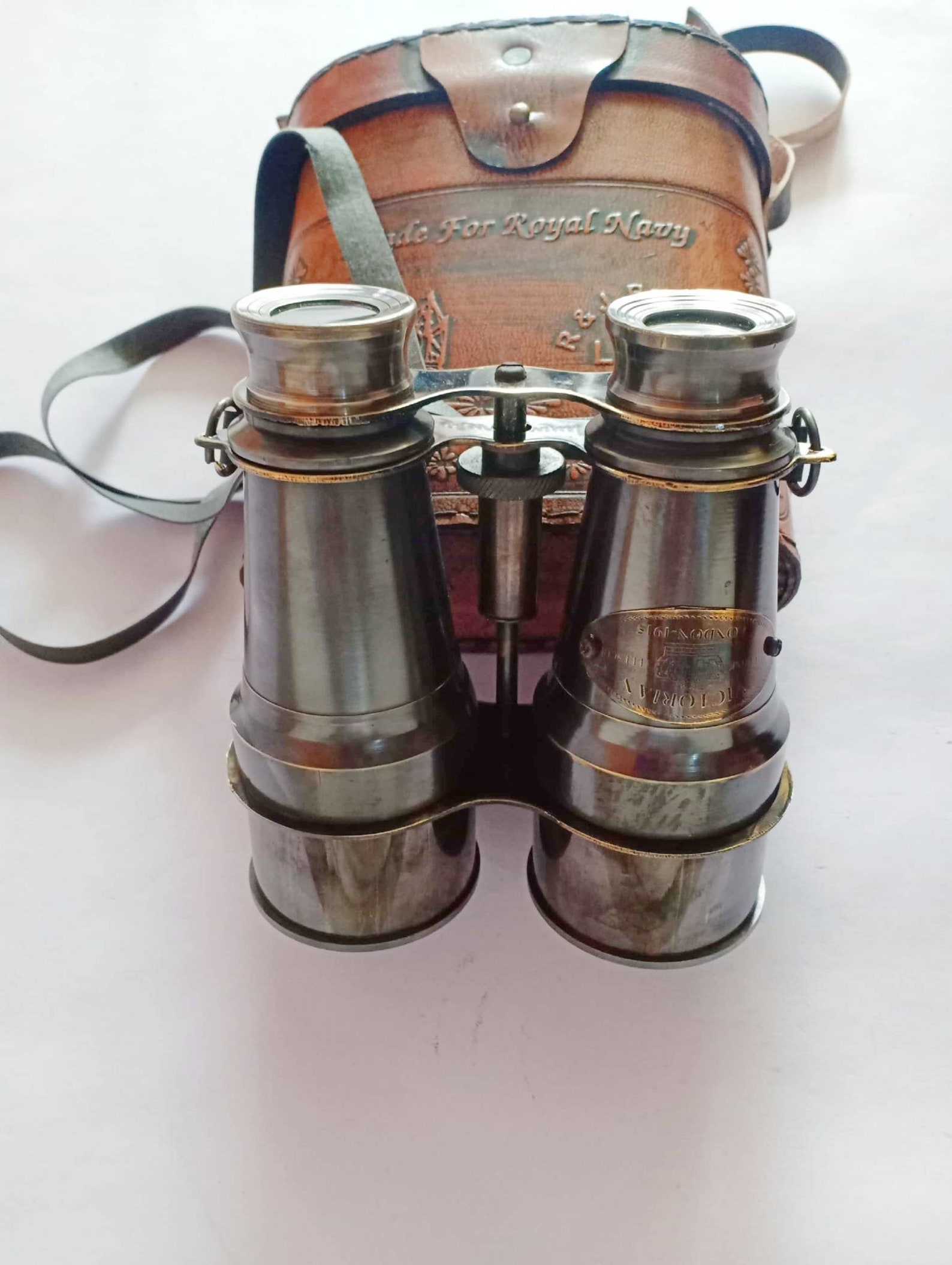 Brass Binocular With Leather Case Pirates Navy Spyglass,handheld ...