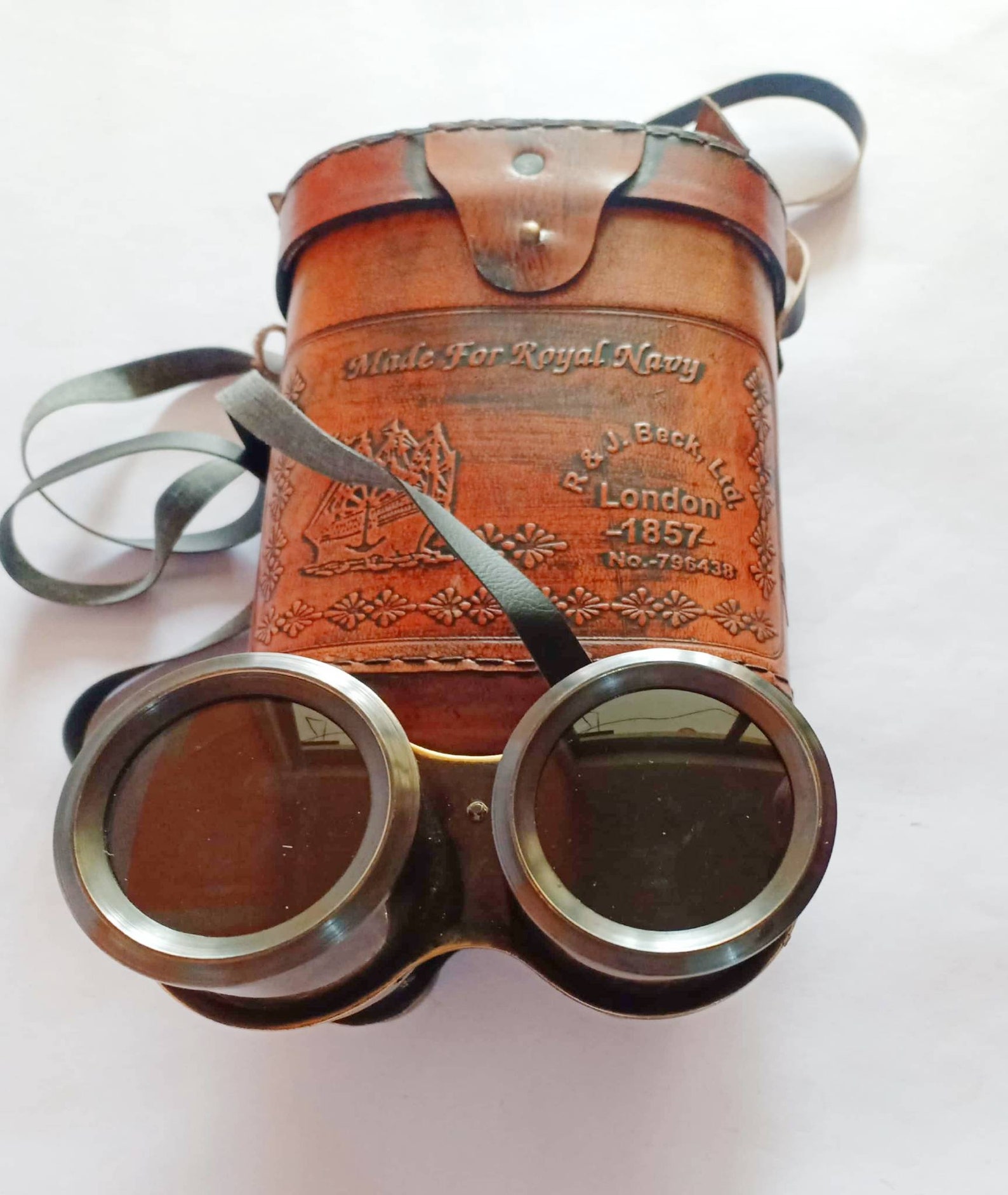 Brass Binocular With Leather Case Pirates Navy Spyglass,handheld ...