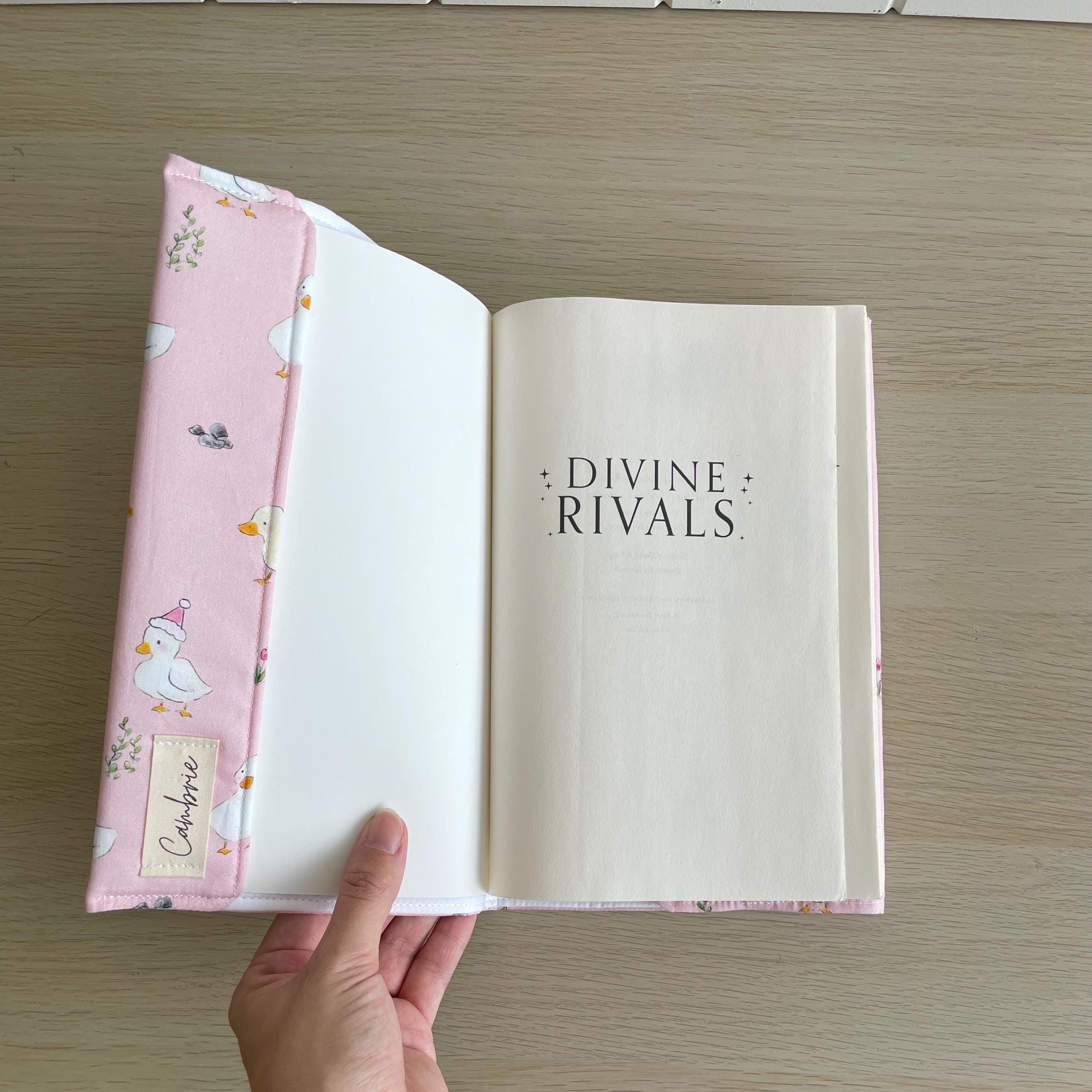 Adjustable Book Cover / Dust Jacket - Duck Meadow Fabric With White ...